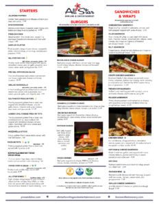 Sandy Menu | All Star Bowling & Entertainment